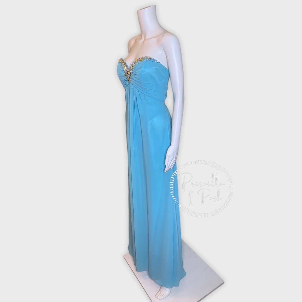 Alyce B’dazzle Blue Strapless Crystal Prom Gown - Gem